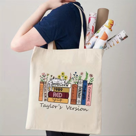 Taylor Swift | Bags | Taylors Version Inspired Book Beige Tote Bag ...
